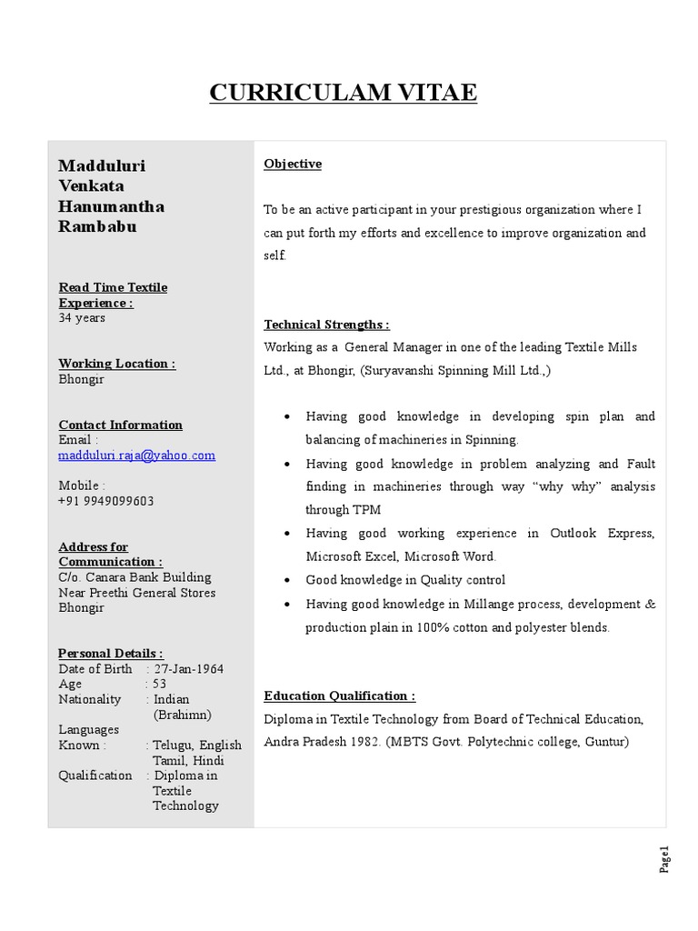 Rambabu Sir (Resume) | PDF | Business