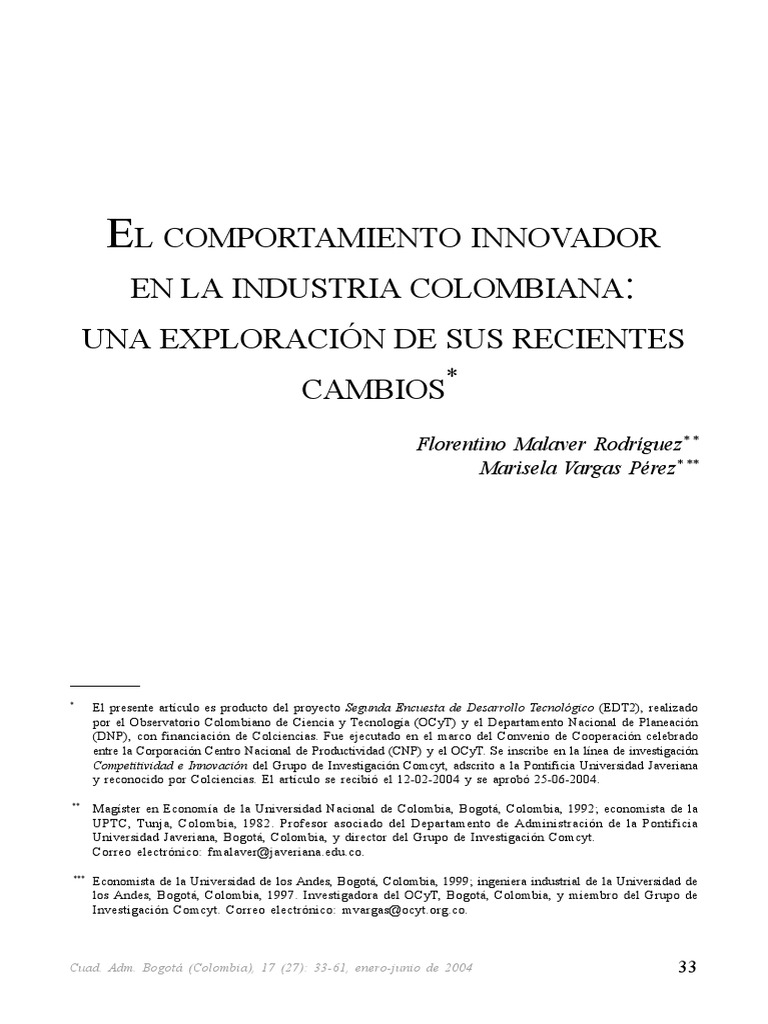 4 - El - Comportamiento - Innovador PDF | PDF | Innovación | Colombia