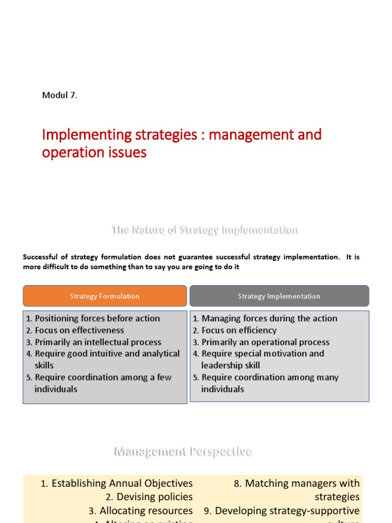 Modul 7-Implementing Strategies | PDF | Strategic Management | Retail