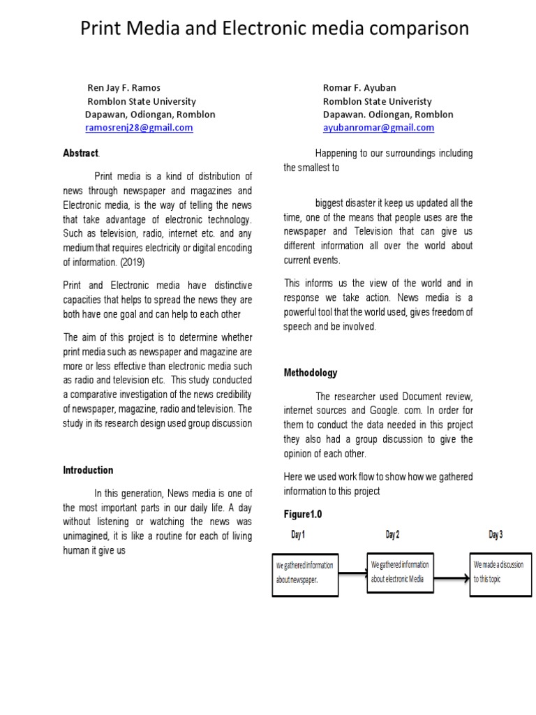 Comparison of Print Media and Electronic Media | PDF | News | Mass Media