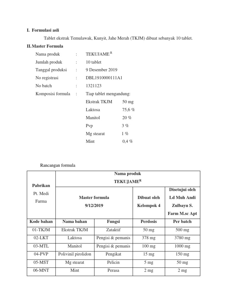 Formulasi Tablet Hisap Ekstrak | PDF