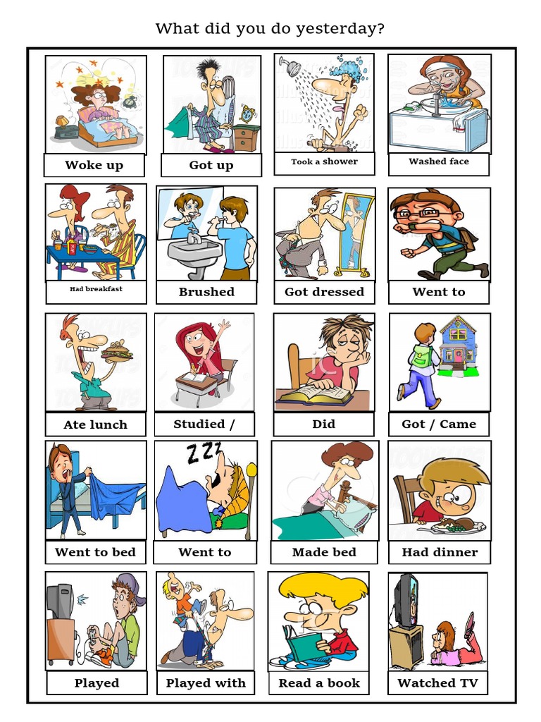 What Did You Do Yesterday Classroom Posters Flashcards Grammar Drills ...