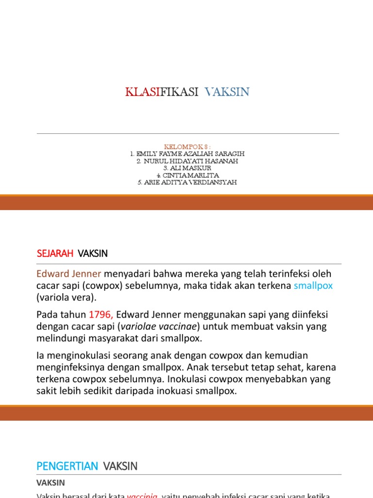 Klasifikasi Vaksin | PDF | Kesehatan Holistik | Sains & Matematika