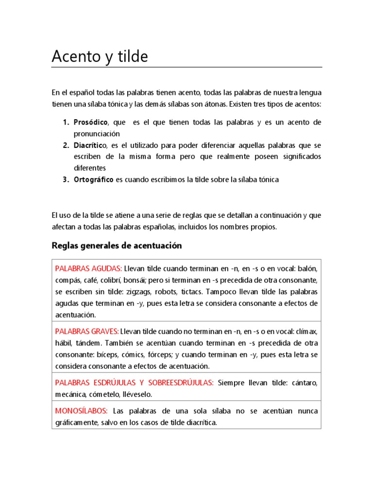 Reglas de Acentuación en Español | PDF | Tipología Lingüística | Morfología