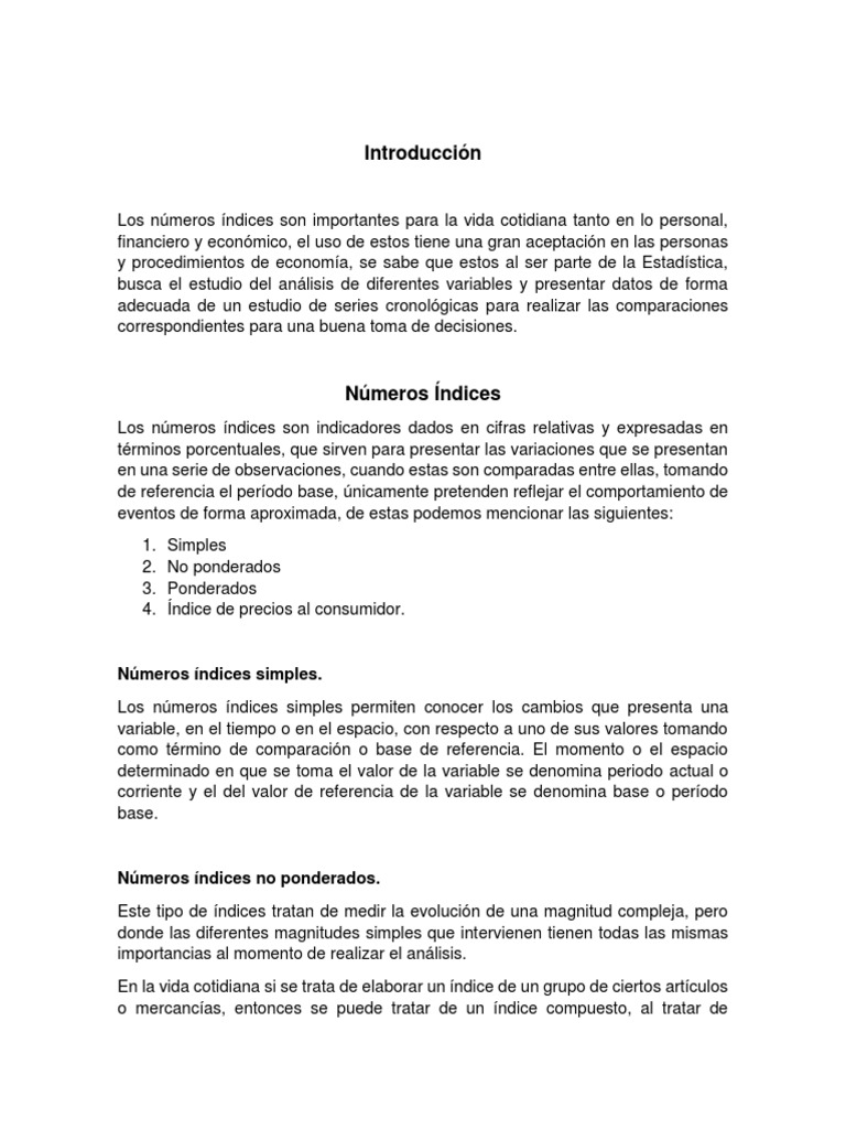 Ensayo Numeros Indices | PDF | Precios | Los consumidores
