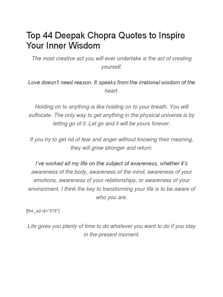 44 Inspiring Quotes from Deepak Chopra on Inner Wisdom, Love, Letting ...