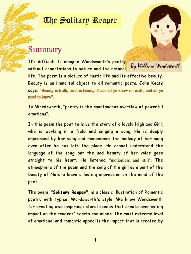 The Solitary Reaper .-محول | PDF | Poetry | Scottish Highlands