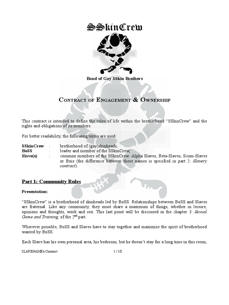 SSkinCrew Slave Contract Overview | PDF | Human Sexual Activity | Slavery