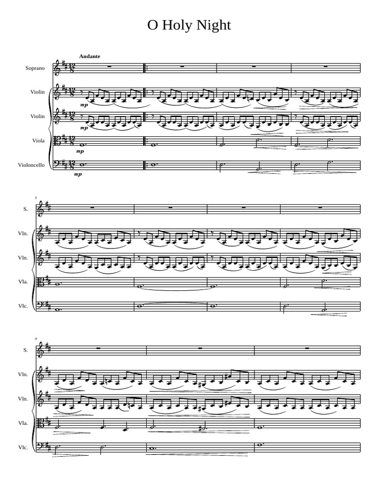 O Holy Night For Voice and String Quartet | PDF
