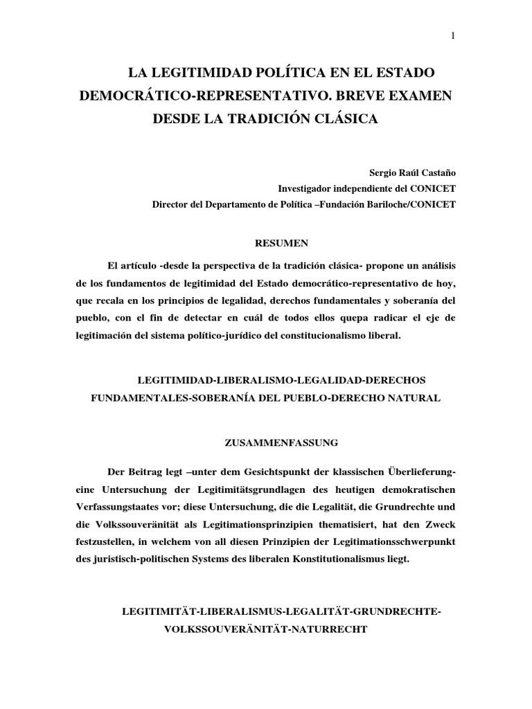 Fundamentos de la Legitimidad Política | PDF | Legitimidad (política ...