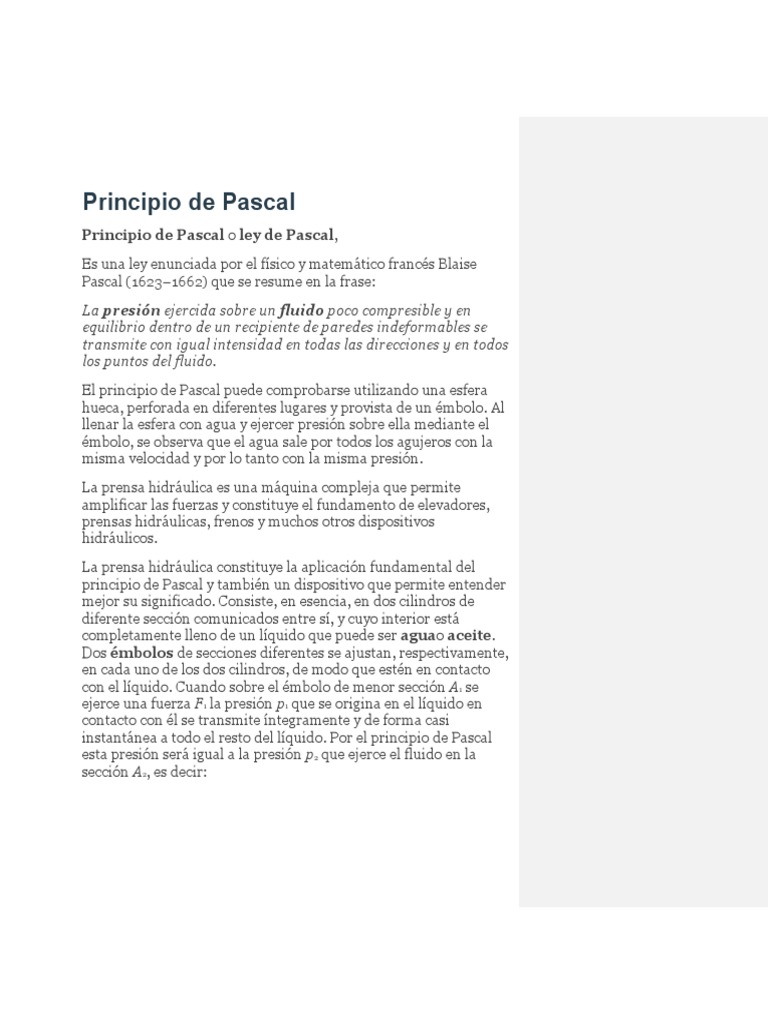 Principio de Pascal y su Aplicación | PDF | Presión | Gases