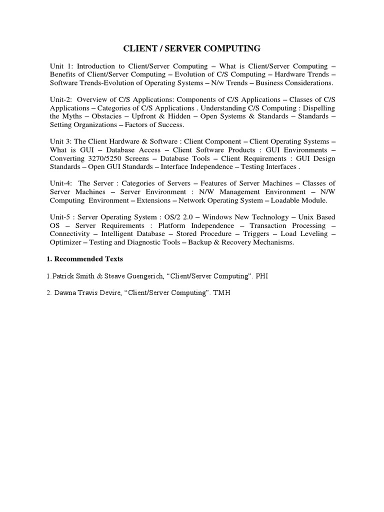 Elective III Client Server Computing | PDF | Business | Computers