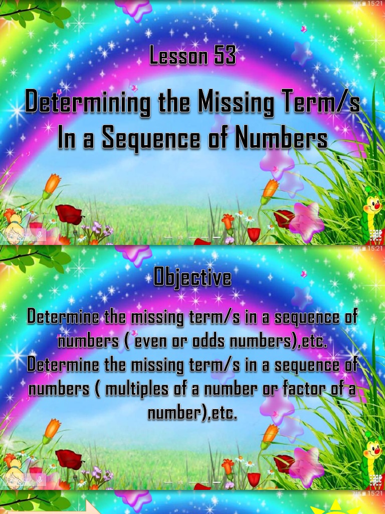 Lesson 53-Determining The Missing Terms in A Sequence of Numbers ...
