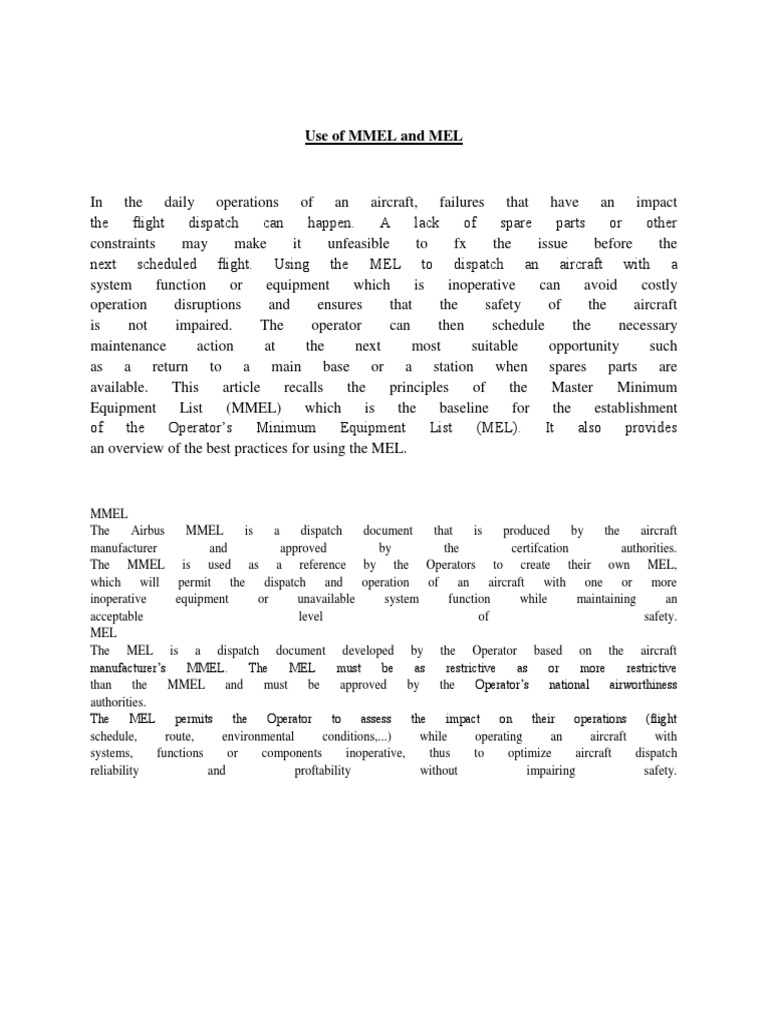 Use of MMEL and MEL PDF | PDF | Business