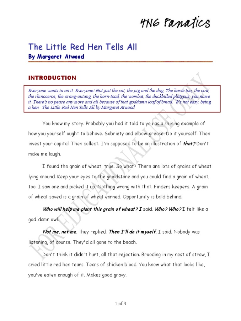 Little Red Hen Tells All | PDF | Breads