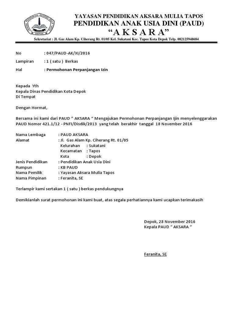 Proposal Perpanjangan Ijin | PDF