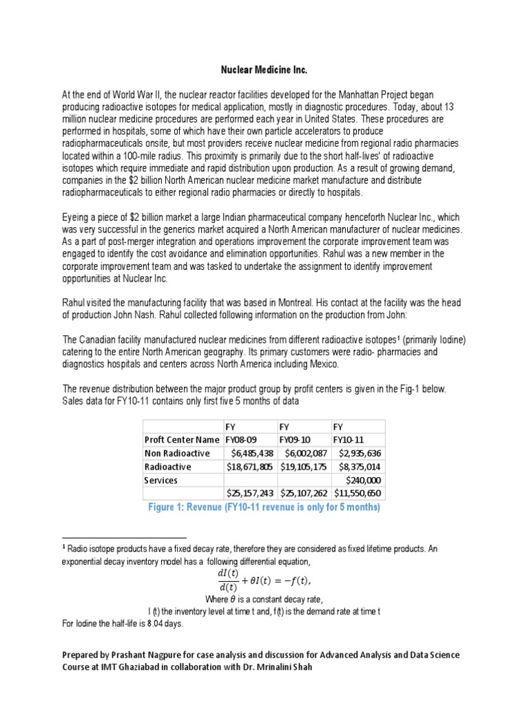 Nuclear Medicine Case Study | PDF | Nuclear Medicine | Radioactive Decay