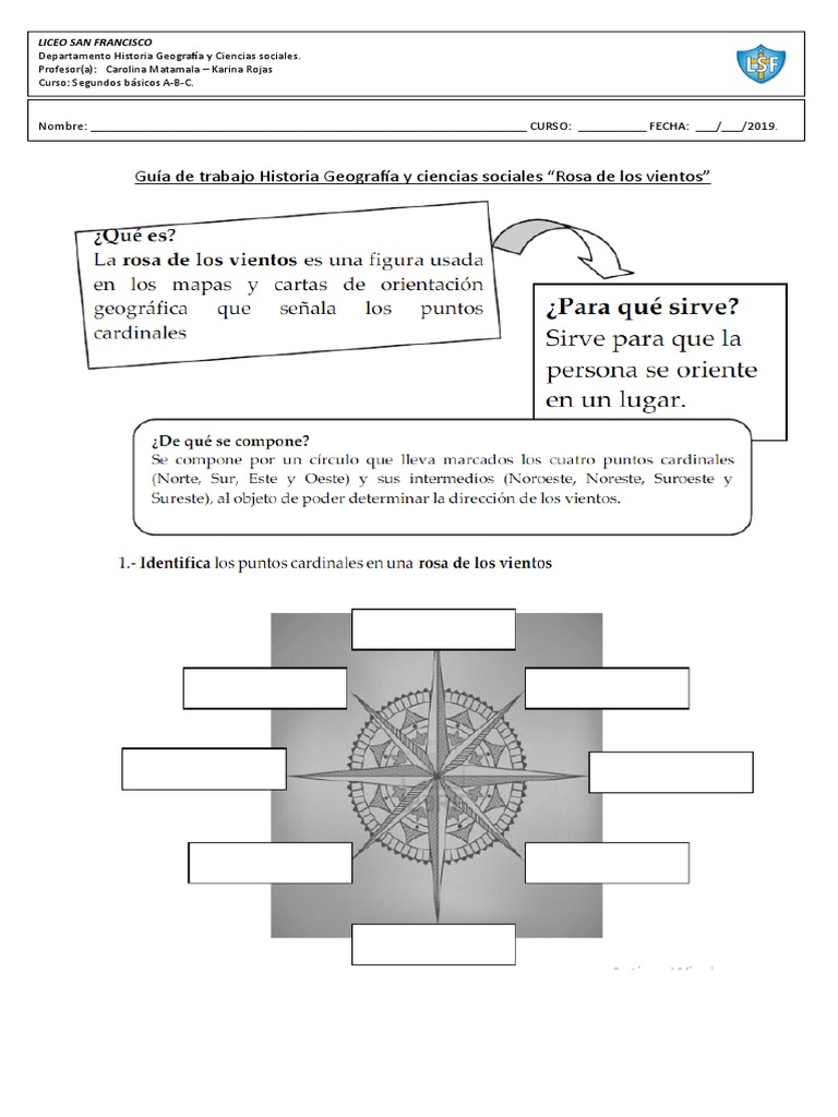 Hoja De Trabajo De La Rosa De Los Vientos