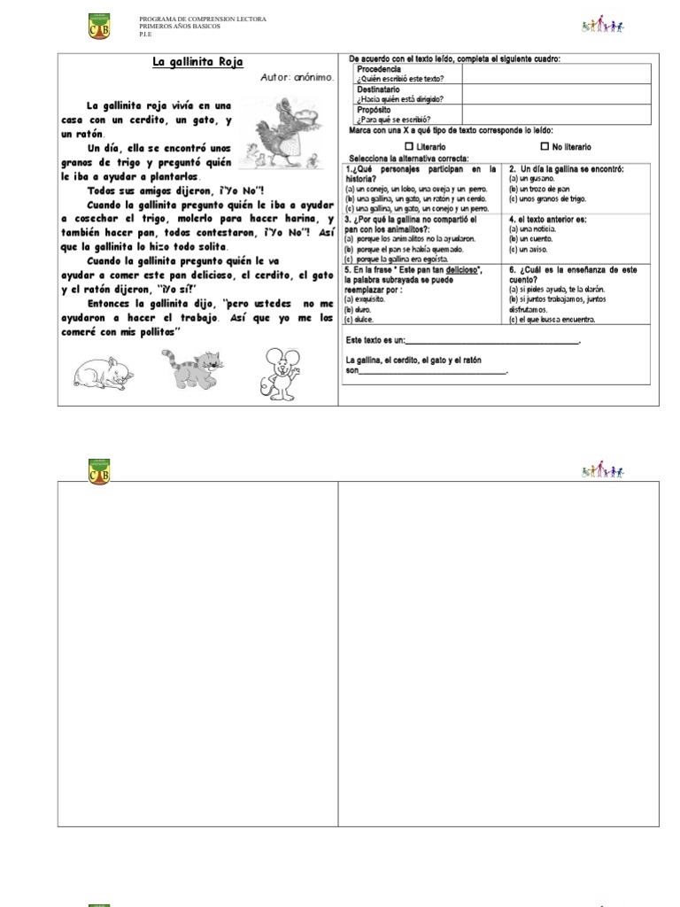 Guía Cuento "La Gallinita Roja" | PDF