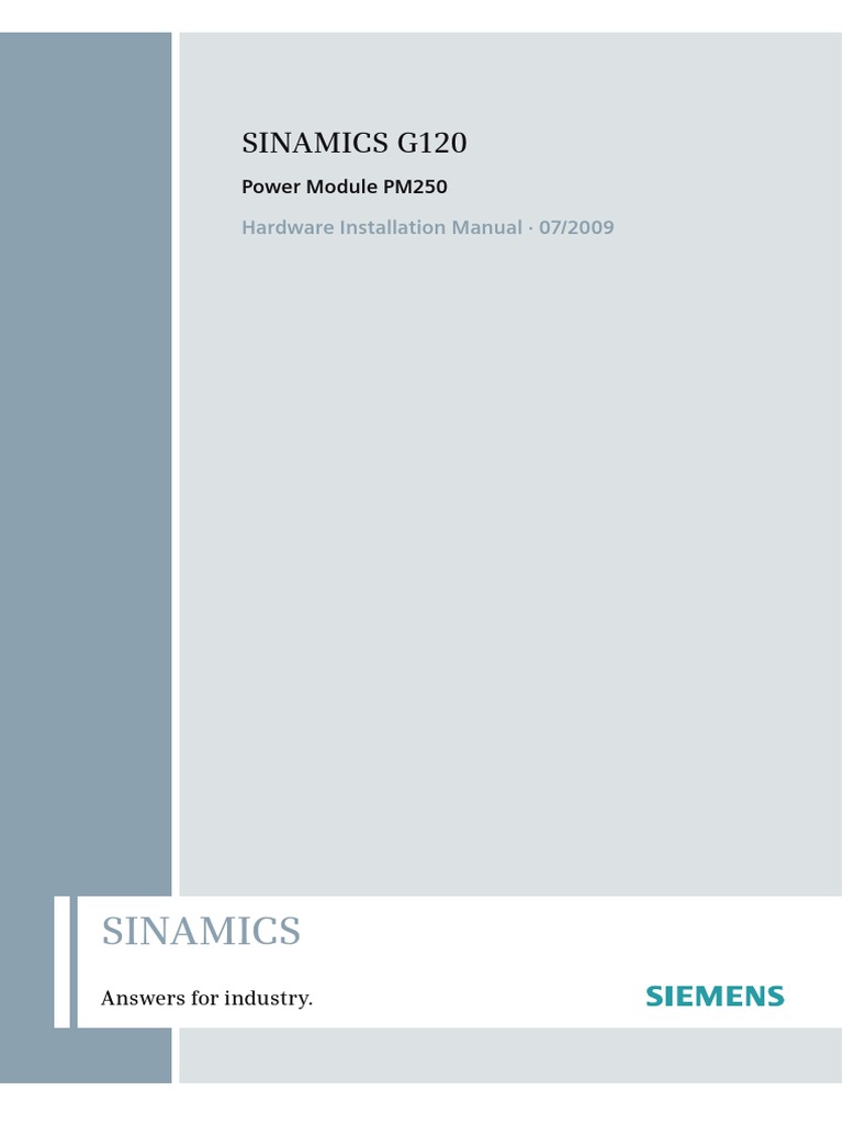 Siemens Sinamics G120 PM250 Power Module Manual PDF | PDF | Power ...