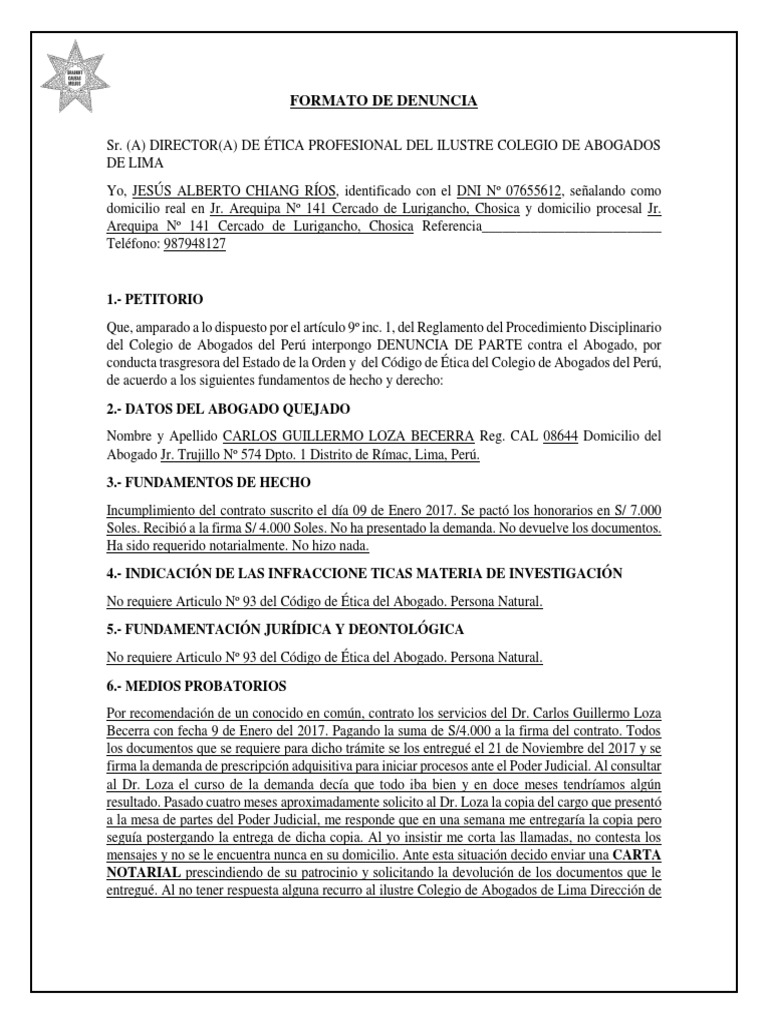 Formato de Denuncia | PDF | Información del gobierno | Instituciones ...