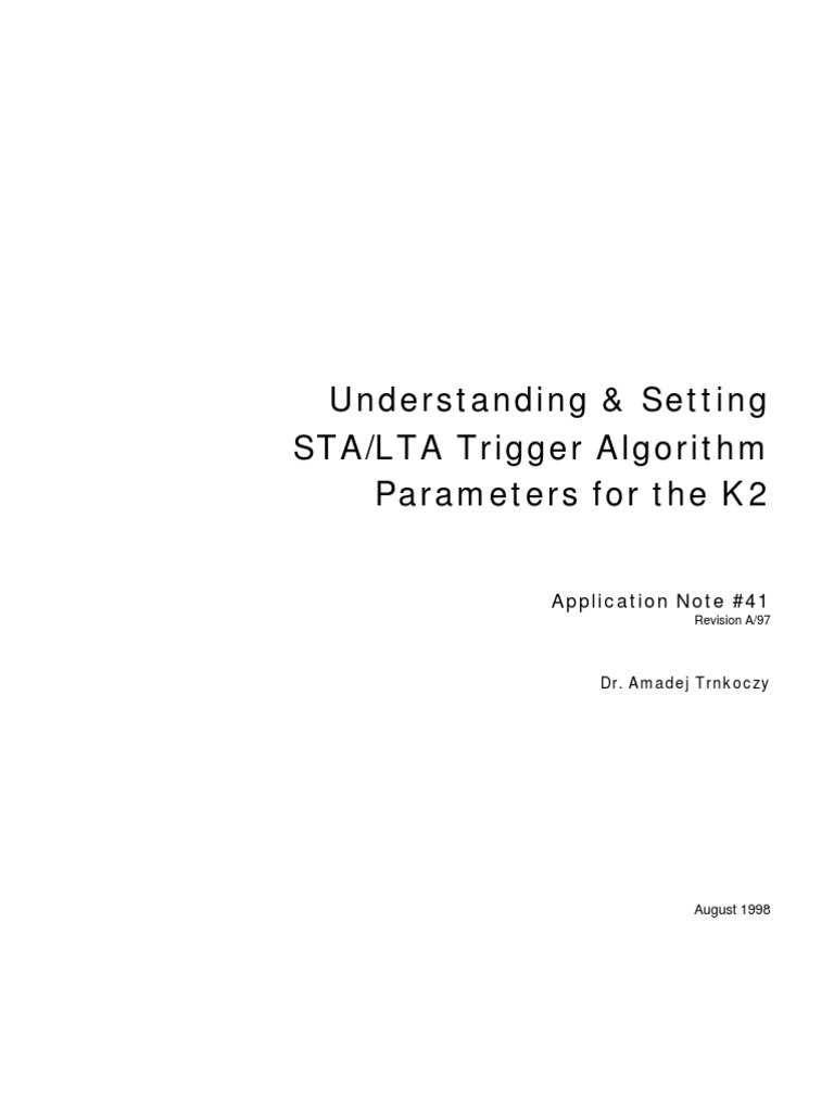 Sta Lta Pdf Pdf Seismology Filter Signal Processing