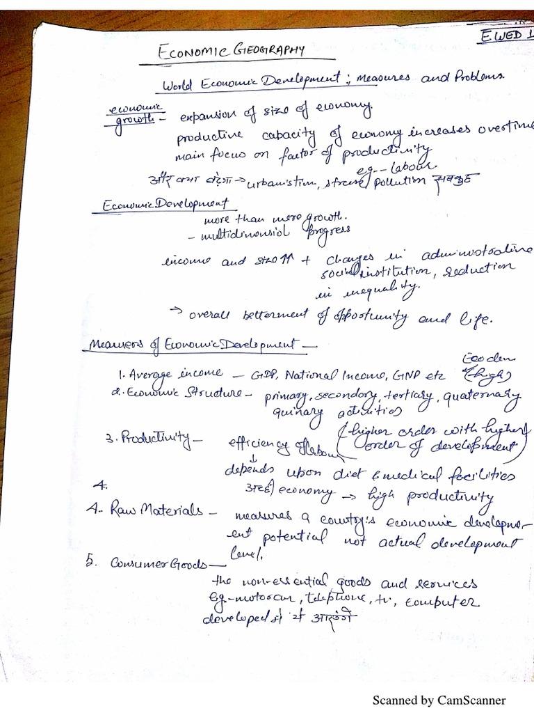 Economic Geography Class Notes | PDF | Academia | Science