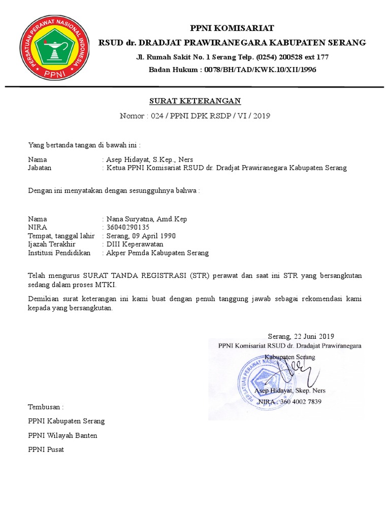 Surat Keterangan STR | PDF