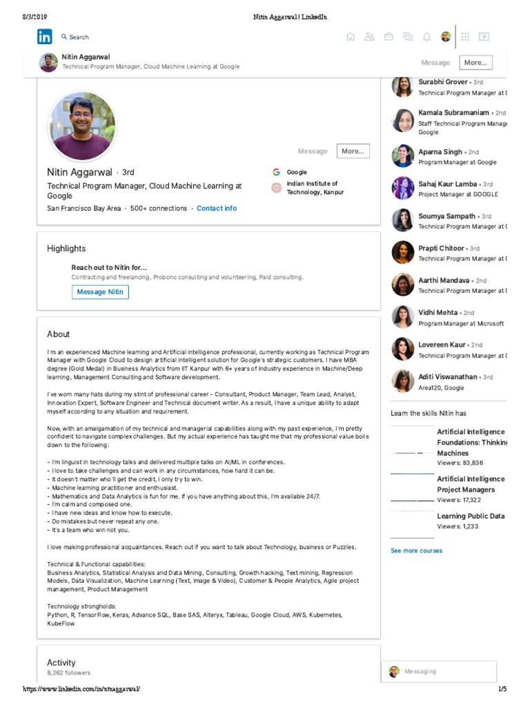 Nitin Aggarwal - LinkedIn PDF | PDF | Artificial Intelligence | Intelligence (AI) & Semantics