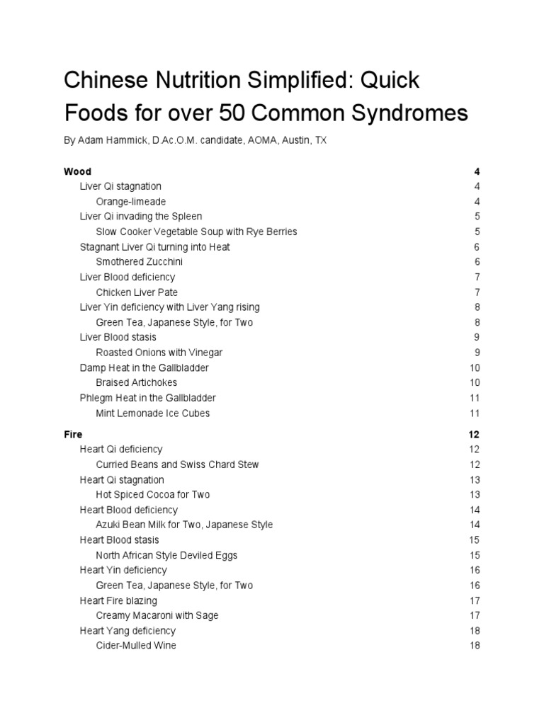 Chinese Nutrition Simplified-Quick Foods For Over 50 Common Syndromes ...