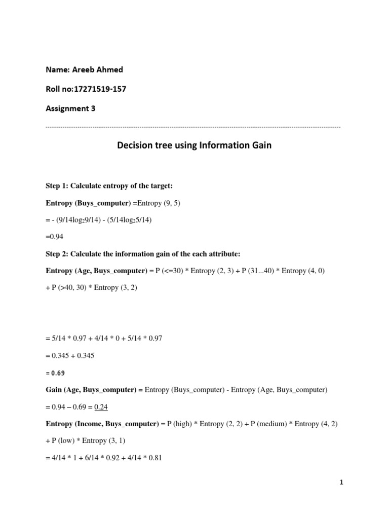 Assignment-Decision Tree | PDF | Gini Coefficient | Theoretical Computer Science