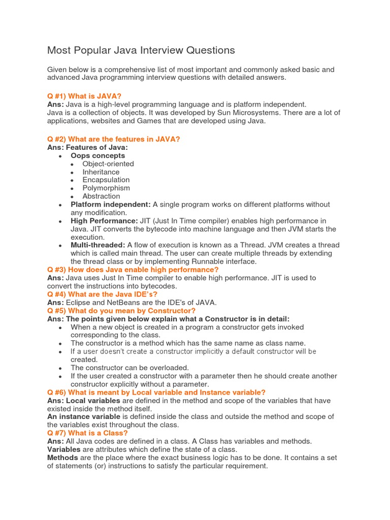 JAVA - Top 50 Imp QUEStions and Programs | PDF | Class (Computer ... JAVA - Top 50 Imp QUEStions and Programs | PDF | Class (Computer ...