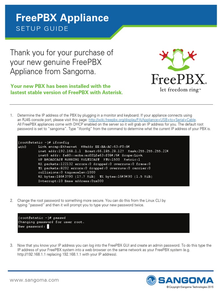 FreePBX Appliance Setup Guide PDF | PDF | Ip Address | Computer Network