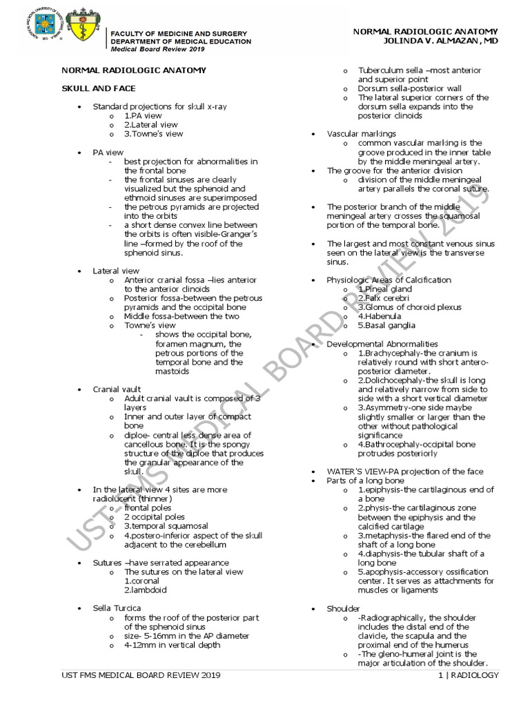 MBR 2019 - Radiology Handouts-Unlocked PDF | PDF | Skull | Ankle