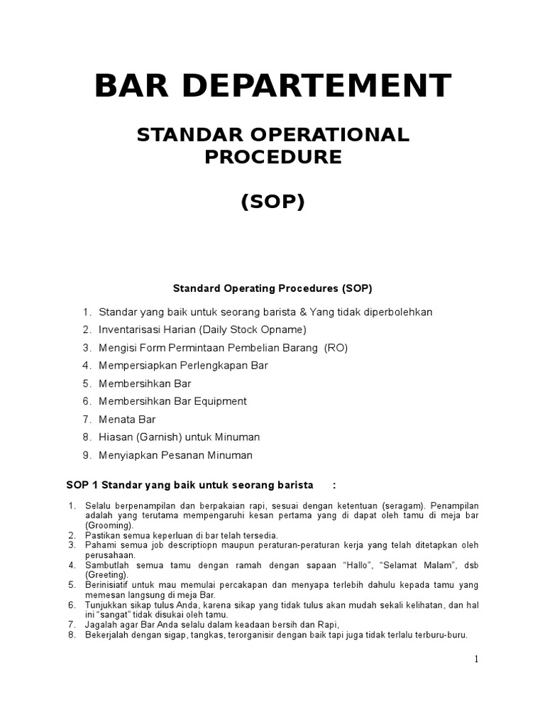 Sop Bar | PDF