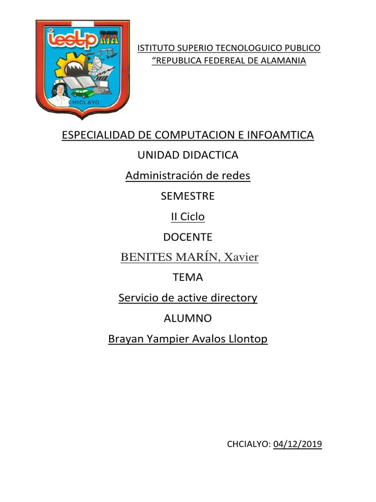 Active Directory INFORME 1 | PDF | Directorio Activo | Redes de computadoras