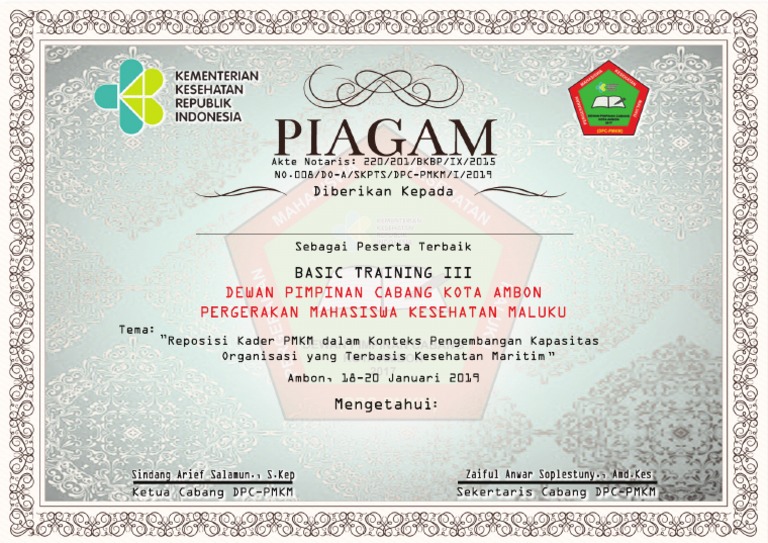 Design Piagam Peserta Terbaik | PDF