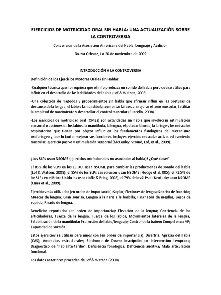 Ejercicios de Motricidad Oral Sin Habla | PDF | Habla | Músculo