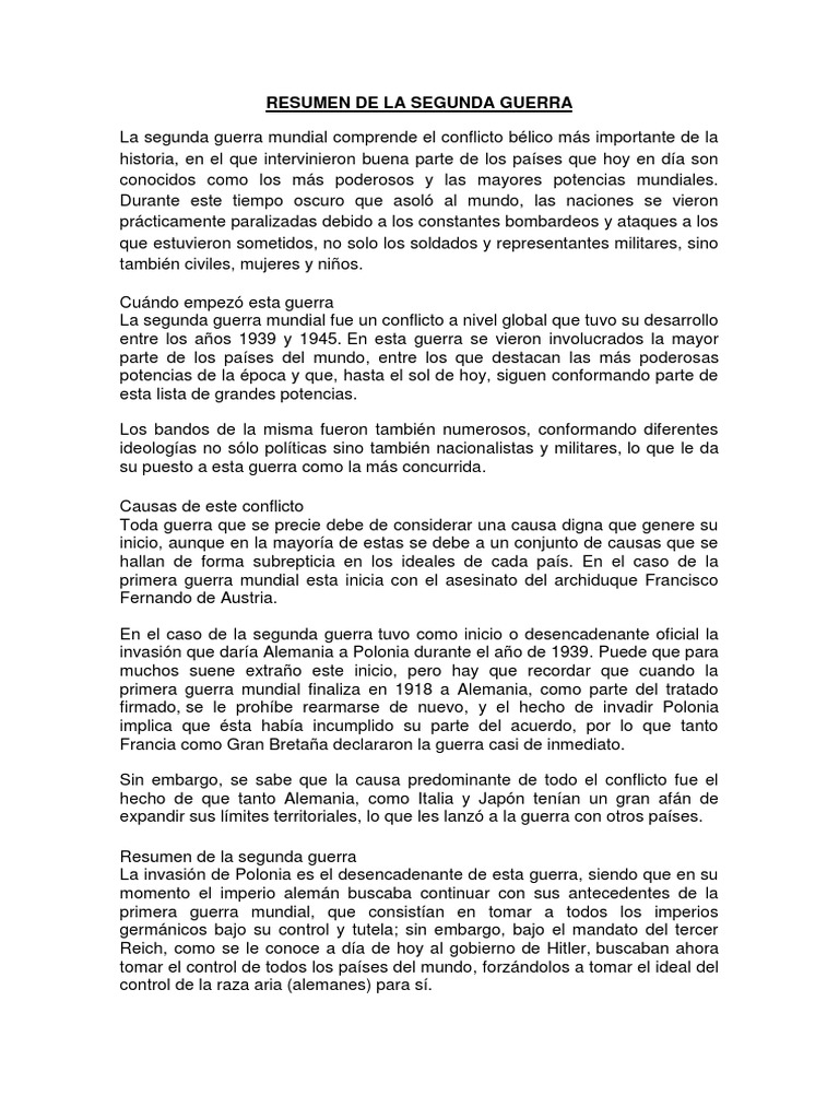 La Segunda Guerra Mundial Resumen