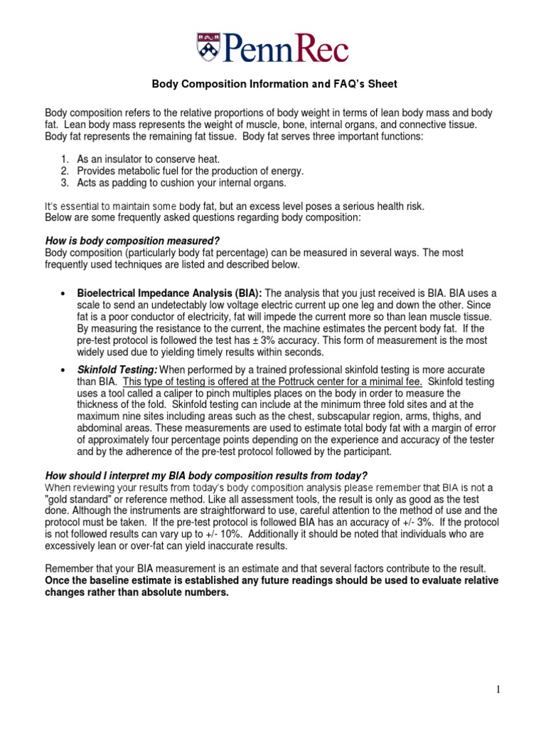 Body Composition Fact Sheet PDF | PDF | Obesity | Adipose Tissue