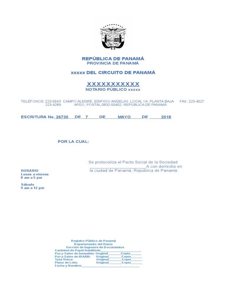 Pacto Social | PDF | Compartir (Finanzas) | Panamá