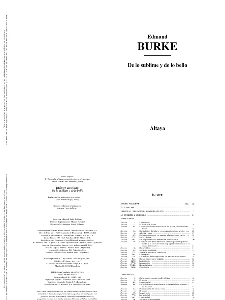 BURKE de Lo Sublime PP 7-19 | PDF | Verdad | Razón