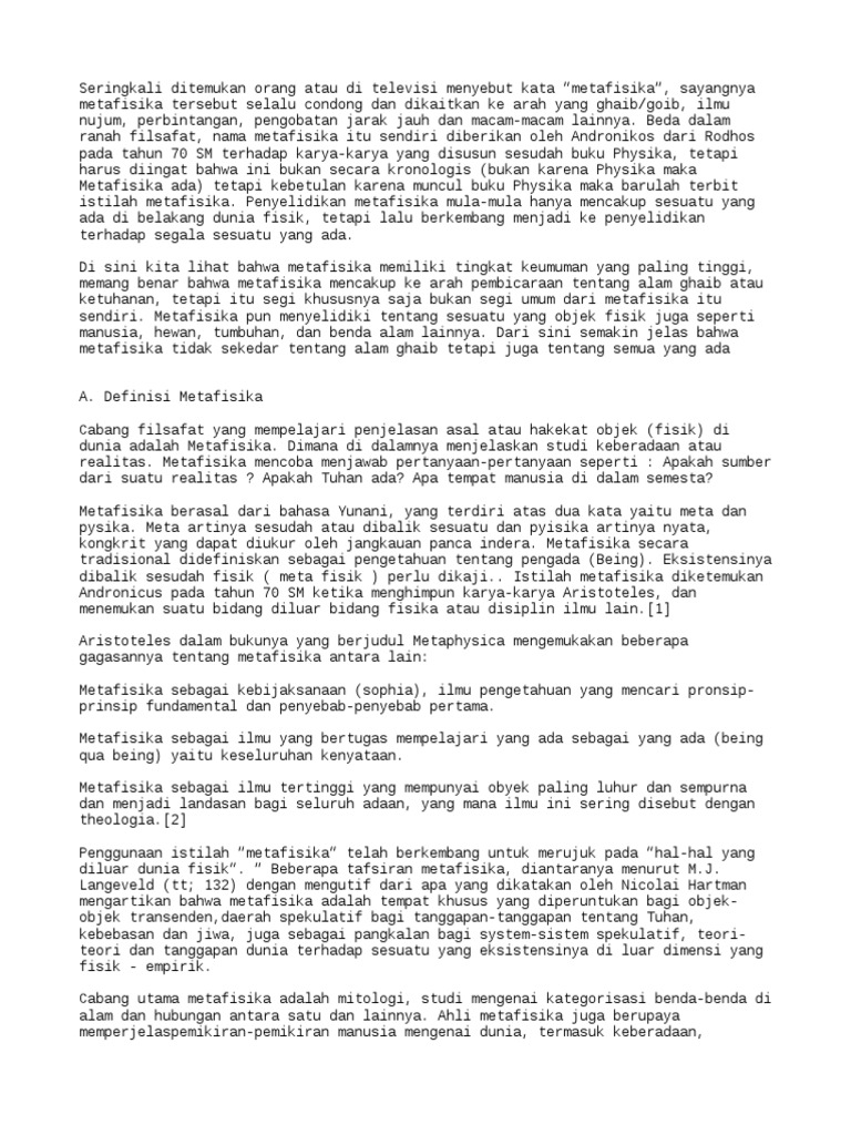 Memahami Metafisika dalam Filsafat | PDF