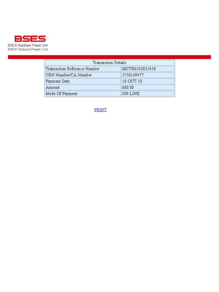 BSES Transaction Details | PDF