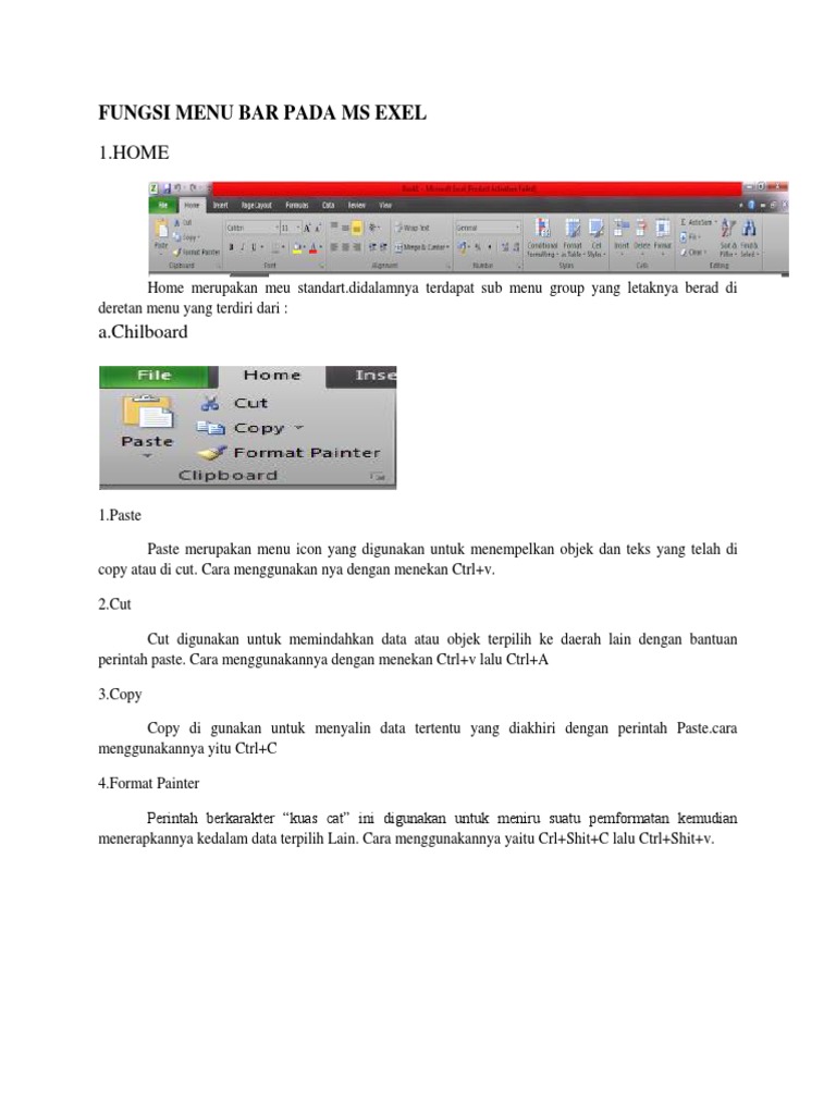 Panduan Lengkap Fungsi Menu Bar Excel | PDF