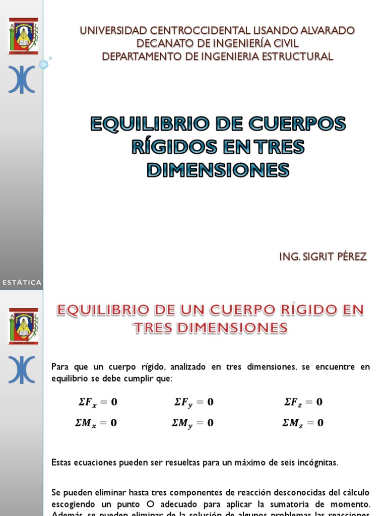 Equilibrio de Cuerpos Rígidos en 3D | PDF | Física Aplicada e ...