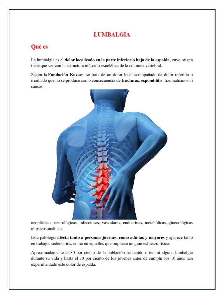 LUMBALGIA | PDF | Dolor lumbar | Sistema nervioso