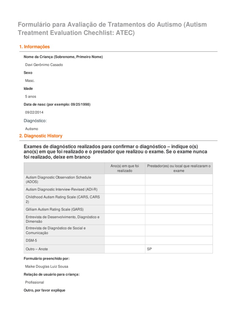 Autism Treatment Evaluation Checklist - Languages PDF | PDF | Sistema ...