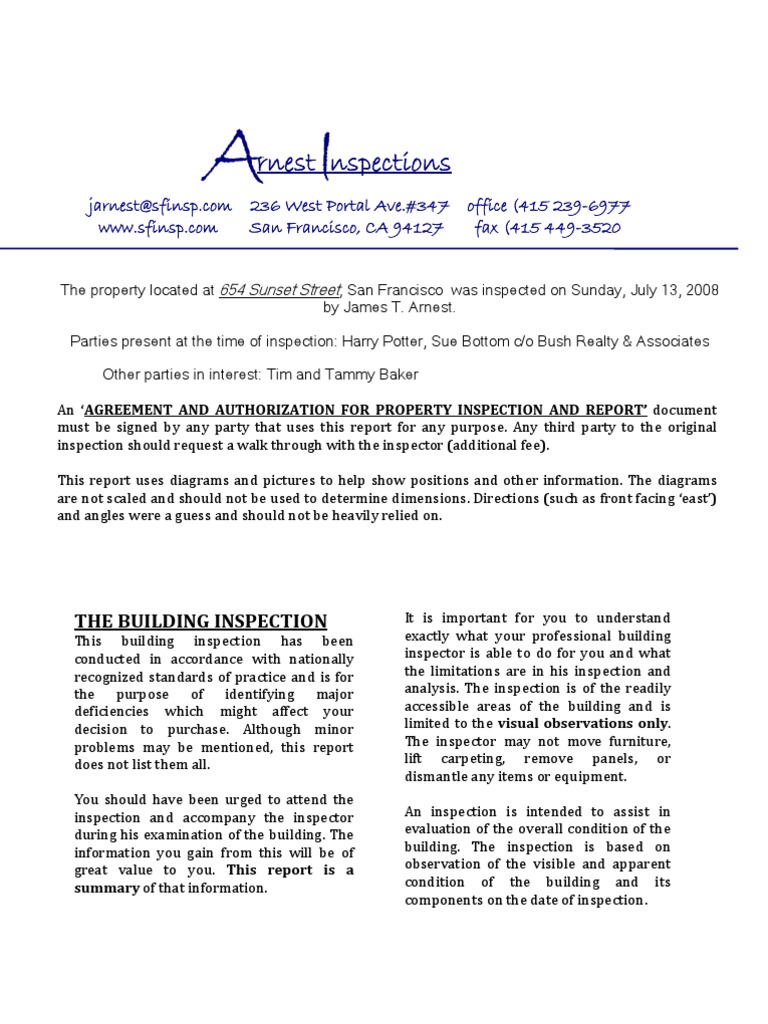 Sample Property Inspection | Download Free PDF | Basement | Hvac
