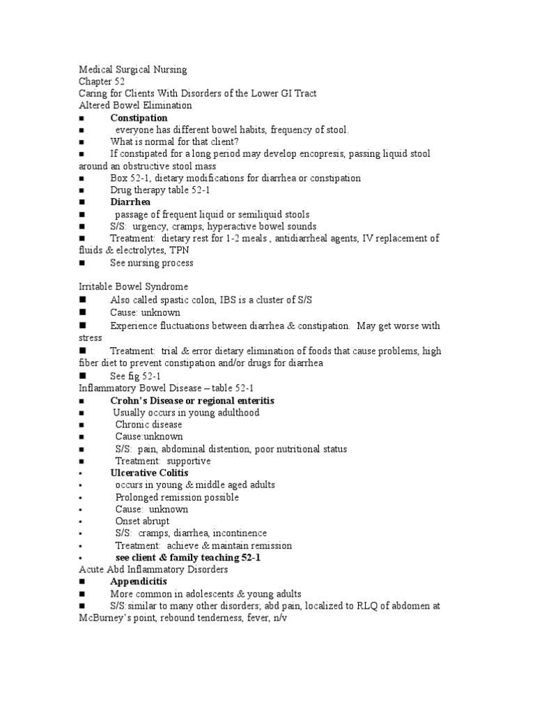 Lower GI Tract Disorders Overview | PDF | Constipation | Irritable ...
